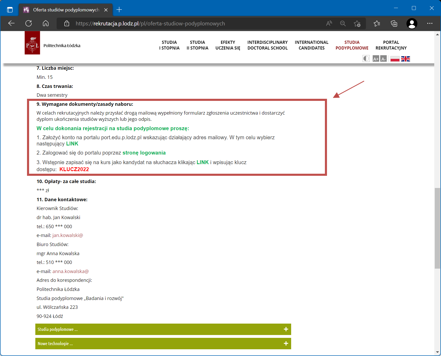 WIKAMP Port: Studia podyplomowe - Instrukcja dla kandydatów